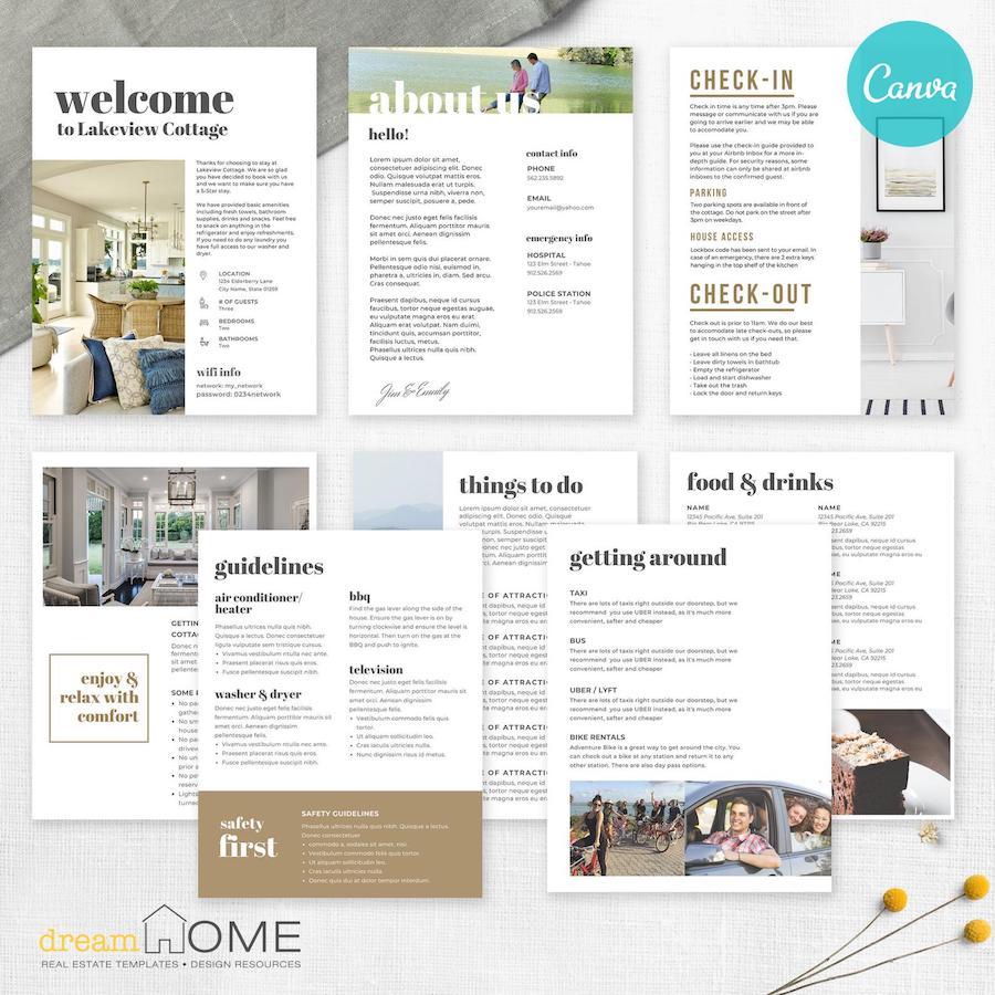 Canva Template AirBnB Welcome Book Template 9 Page AirBnB Host 